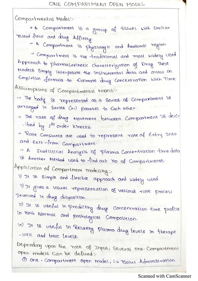 ONE COMPARTMENT OPEN MODEL I.V BOLUS (Contact me: dr.m.bharathkumar ...