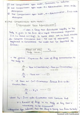 ONE COMPARTMENT OPEN MODEL I.V BOLUS (Contact me: dr.m.bharathkumar ...