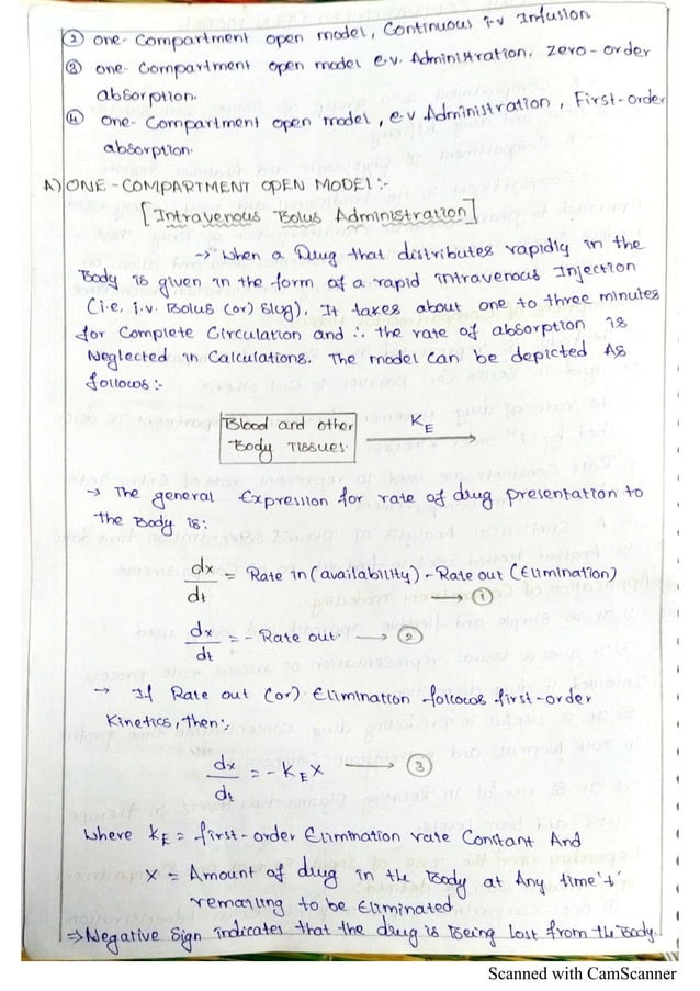 ONE COMPARTMENT OPEN MODEL I.V BOLUS (Contact me: dr.m.bharathkumar ...