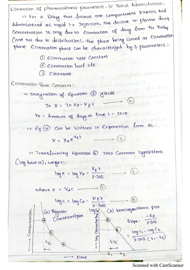 ONE COMPARTMENT OPEN MODEL I.V BOLUS (Contact me: dr.m.bharathkumar ...