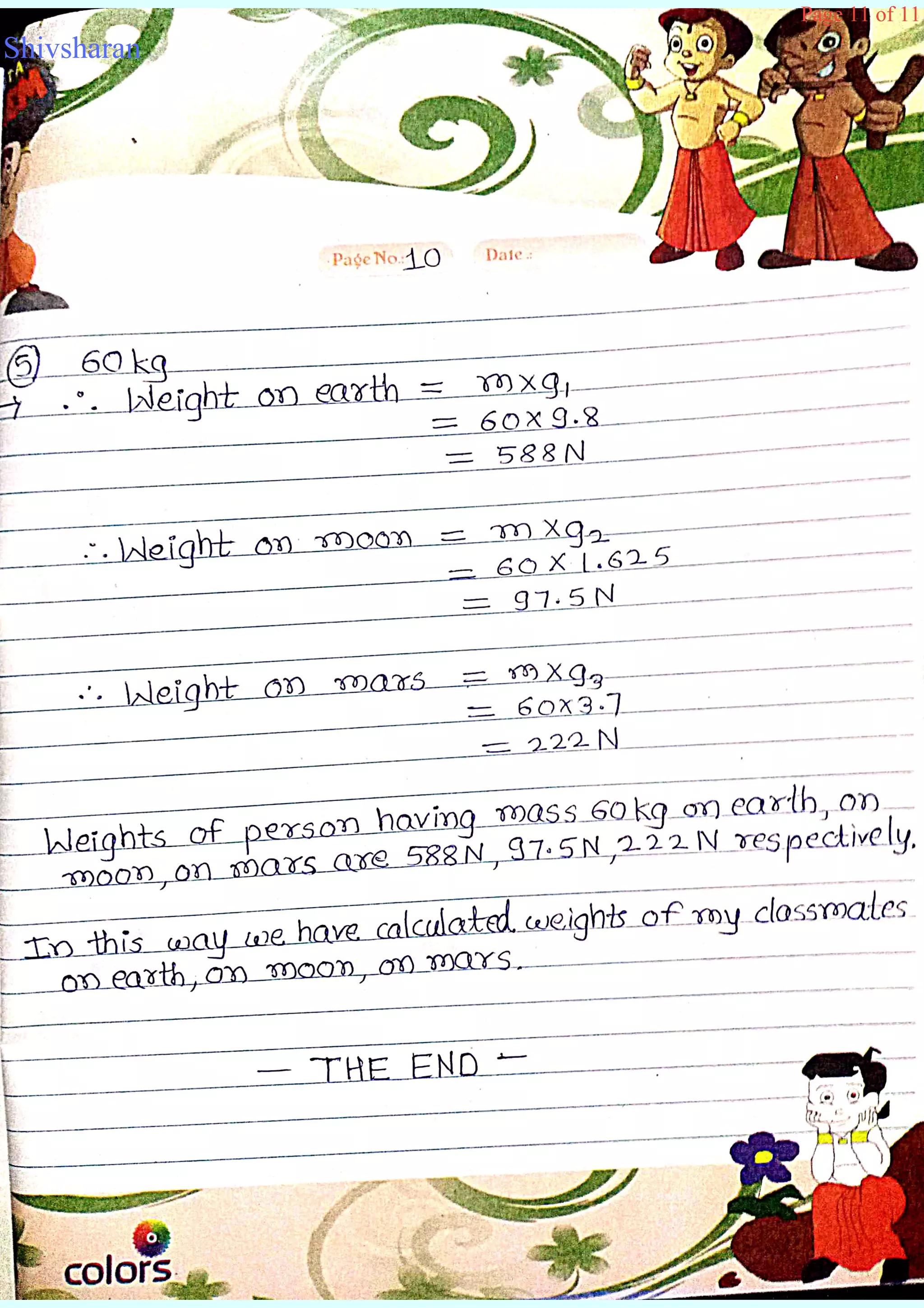S1 project for class 10th ssc (to take masses of your classmates and to ...