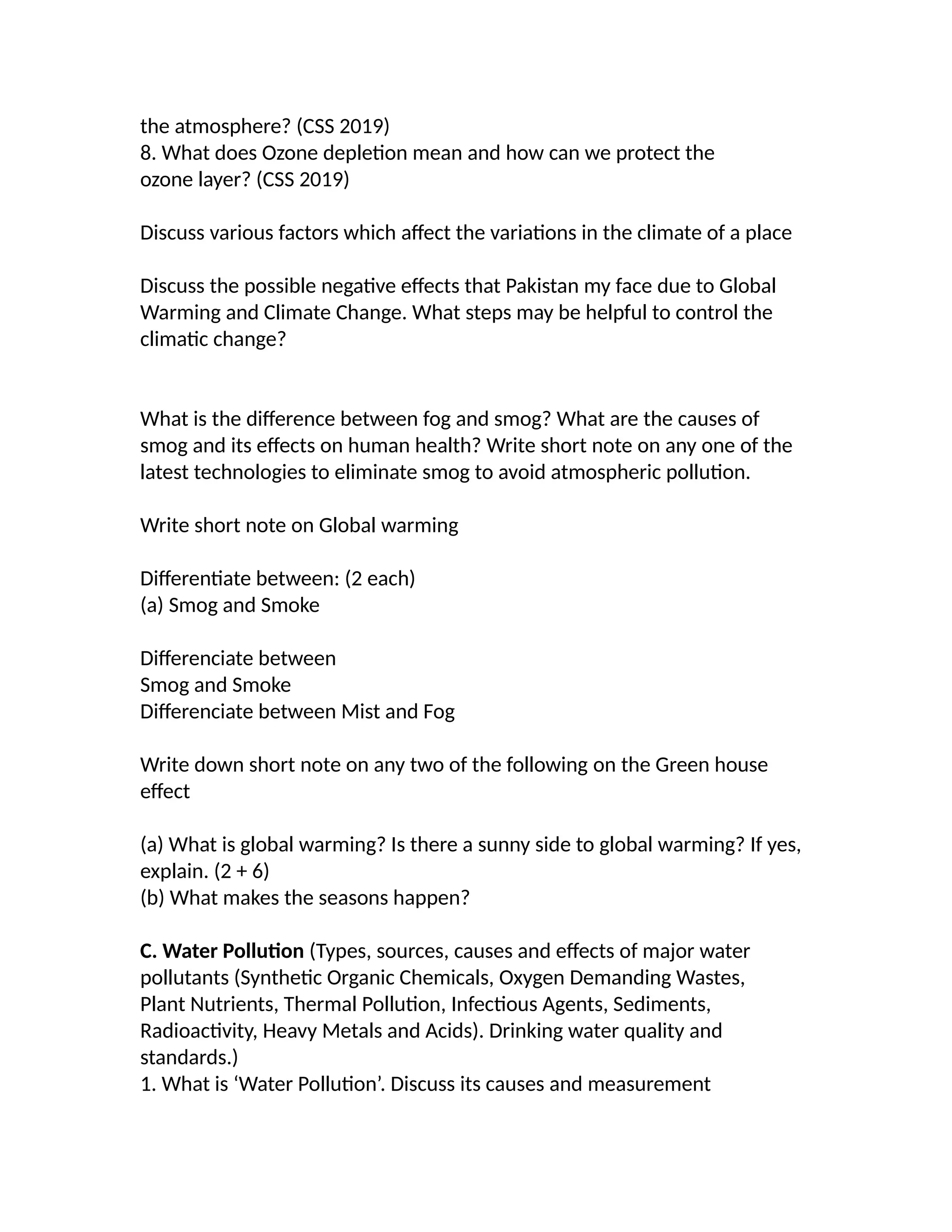CSS General Science Past Paper Analysis (Topic-Wise) 2010-2024 .docx