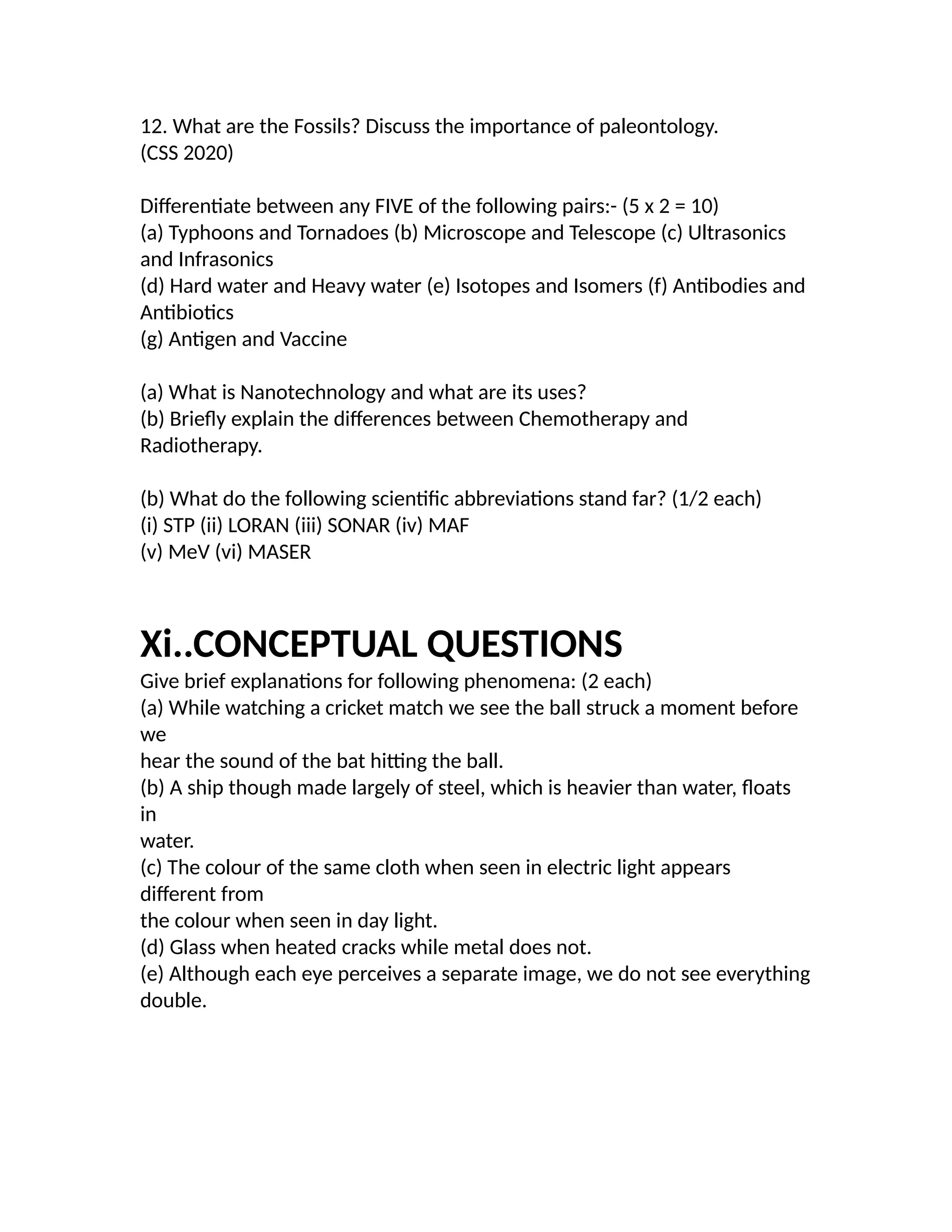 CSS General Science Past Paper Analysis (Topic-Wise) 2010-2024 .docx