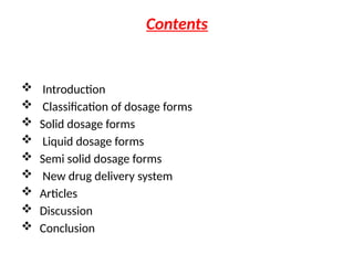 Introduction to New dosage forms presentation | PPTX