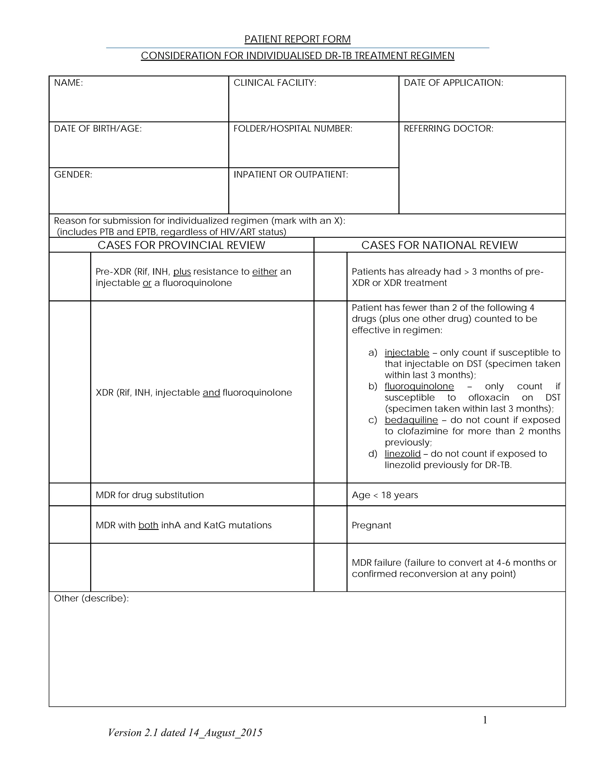 New dr tb patient record form | PDF