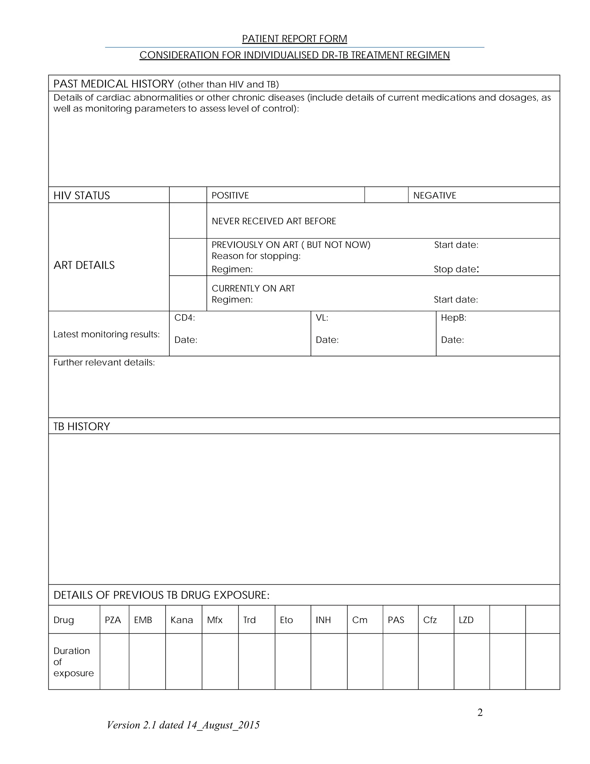 New dr tb patient record form | PDF