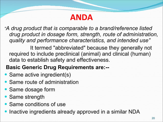 New Drug Application(Nda) Vs Abbreviated New Drug Application (Anda ...