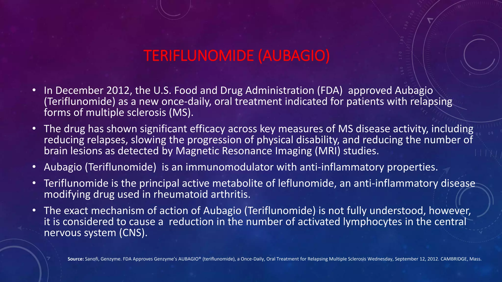 New Drugs For Multiple Sclerosis approved by The US FDA in 10 Years. | PPTX