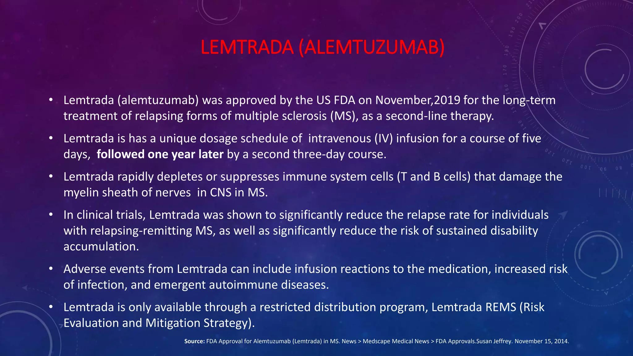 New Drugs For Multiple Sclerosis approved by The US FDA in 10 Years. | PPTX