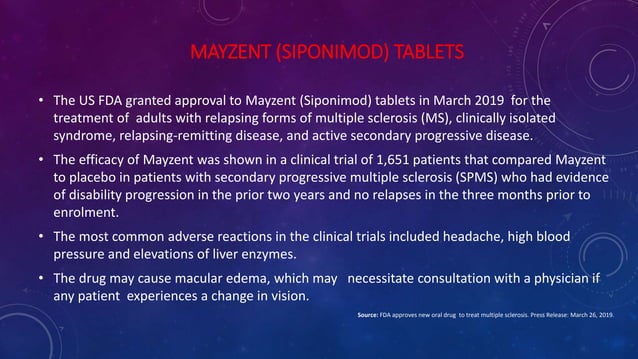 New Drugs For Multiple Sclerosis approved by The US FDA in 10 Years. | PPT
