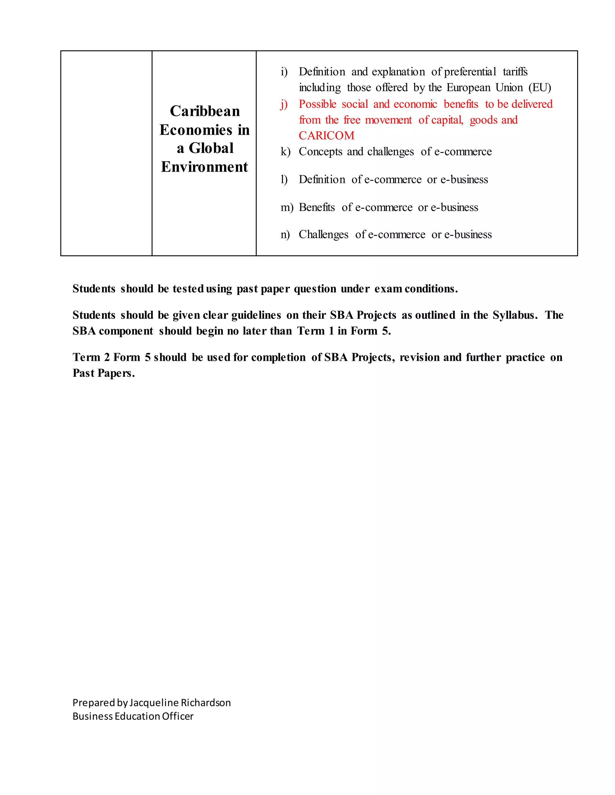Economics Course Outline 2017 | DOCX