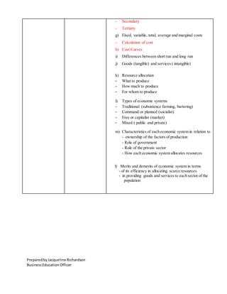 Economics Course Outline 2017 | DOCX