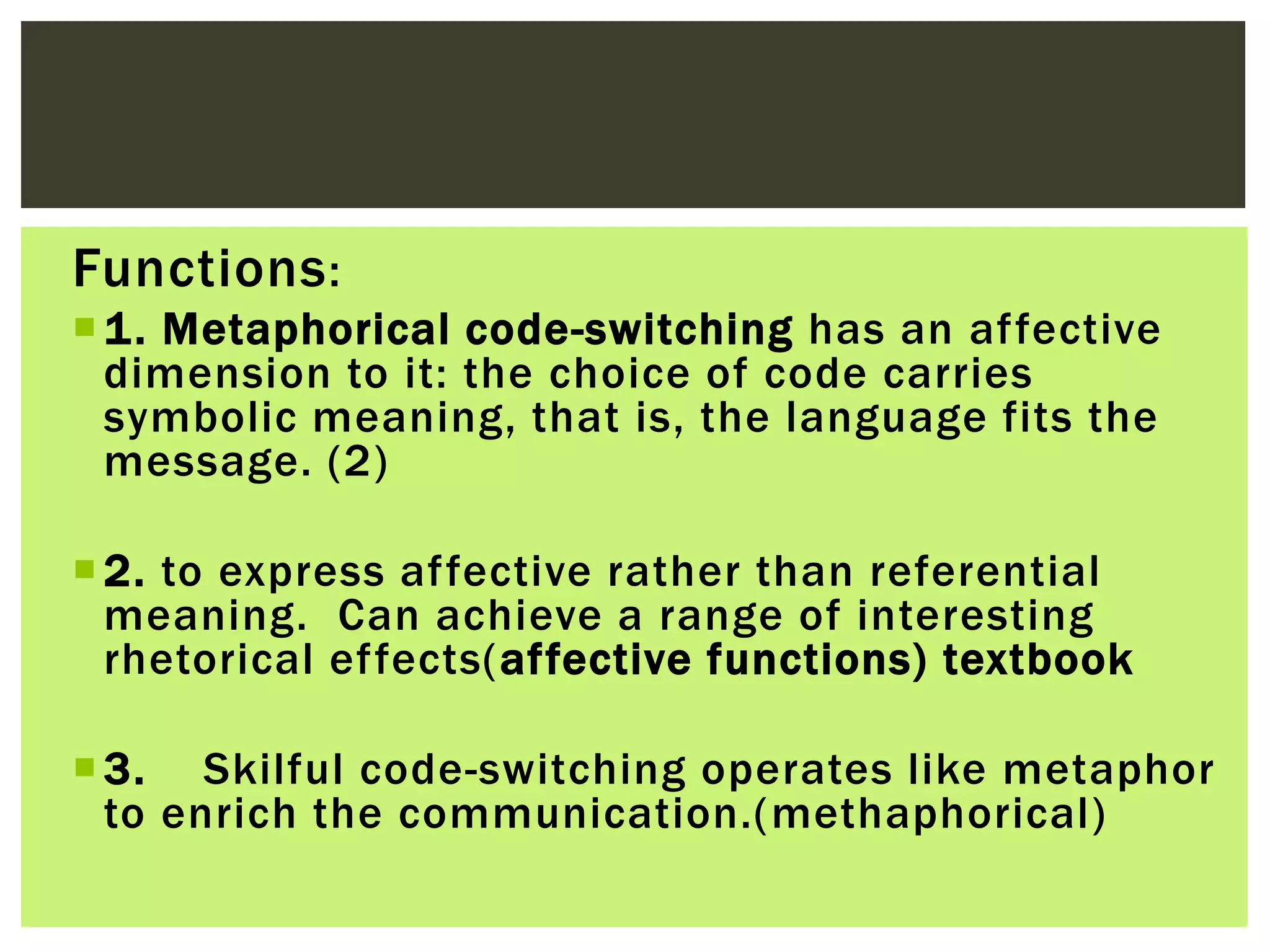 Code Switching ( Sociolinguistics) | PPT