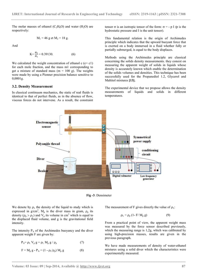 New electromagnetic force sensor measuring the density of liquids | PDF