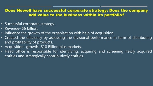 Newells strategic management case study | PPTX | Mergers and Acquisitions | Business Banking ...