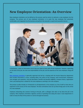 New Employee Orientation: An Overview | PDF