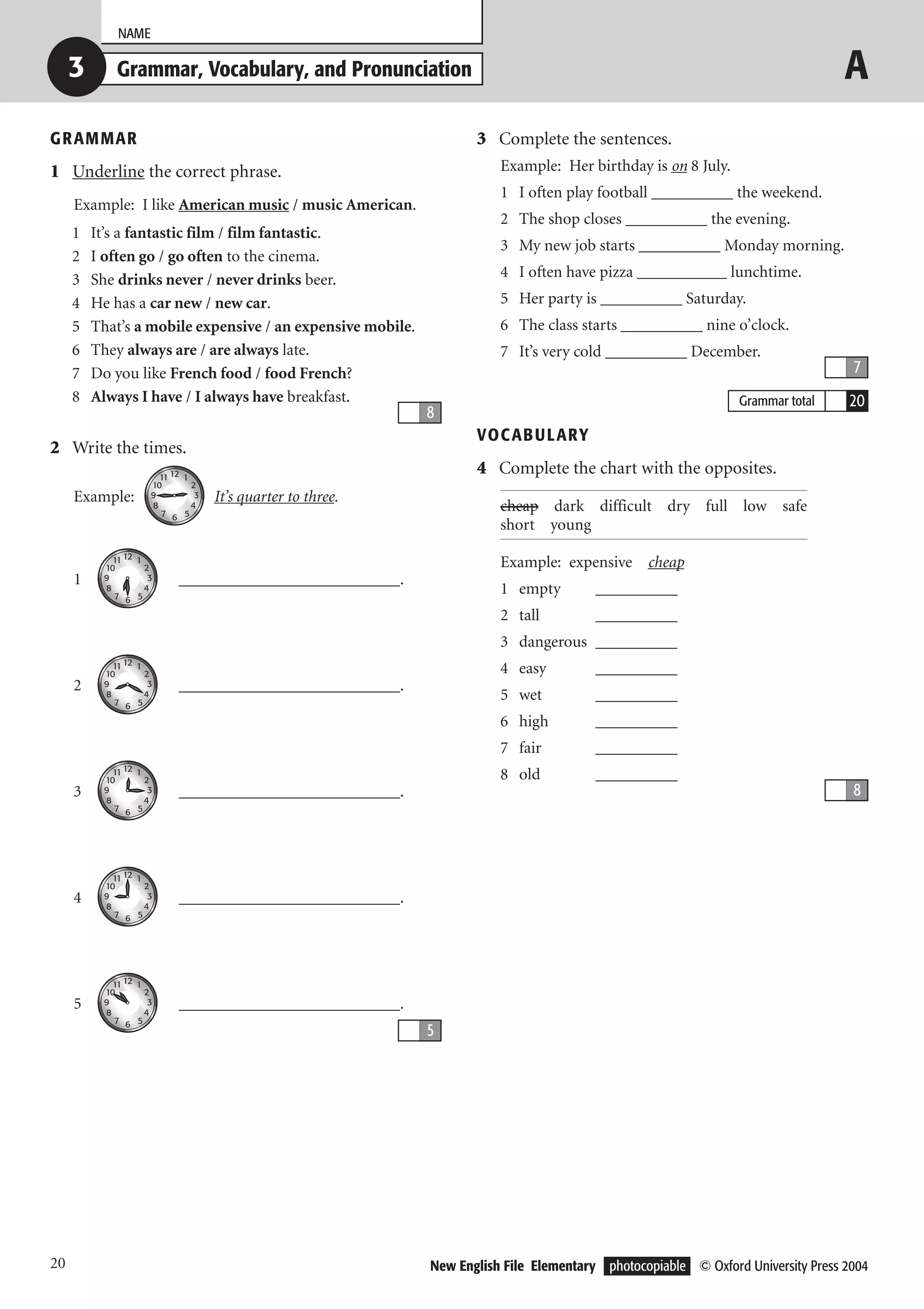 New English File 2004 Elementary Test Booklet 3.pdf
