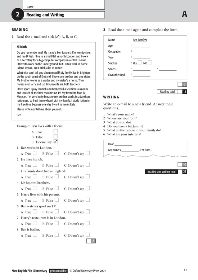 New English File 2004 Elementary Test Booklet 3.pdf