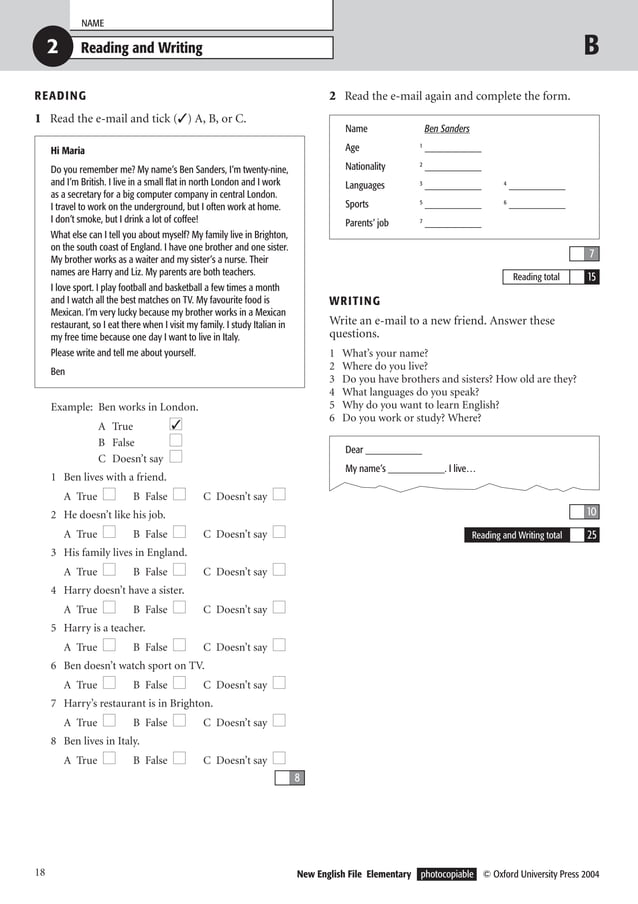 New English File 2004 Elementary Test Booklet 3.pdf