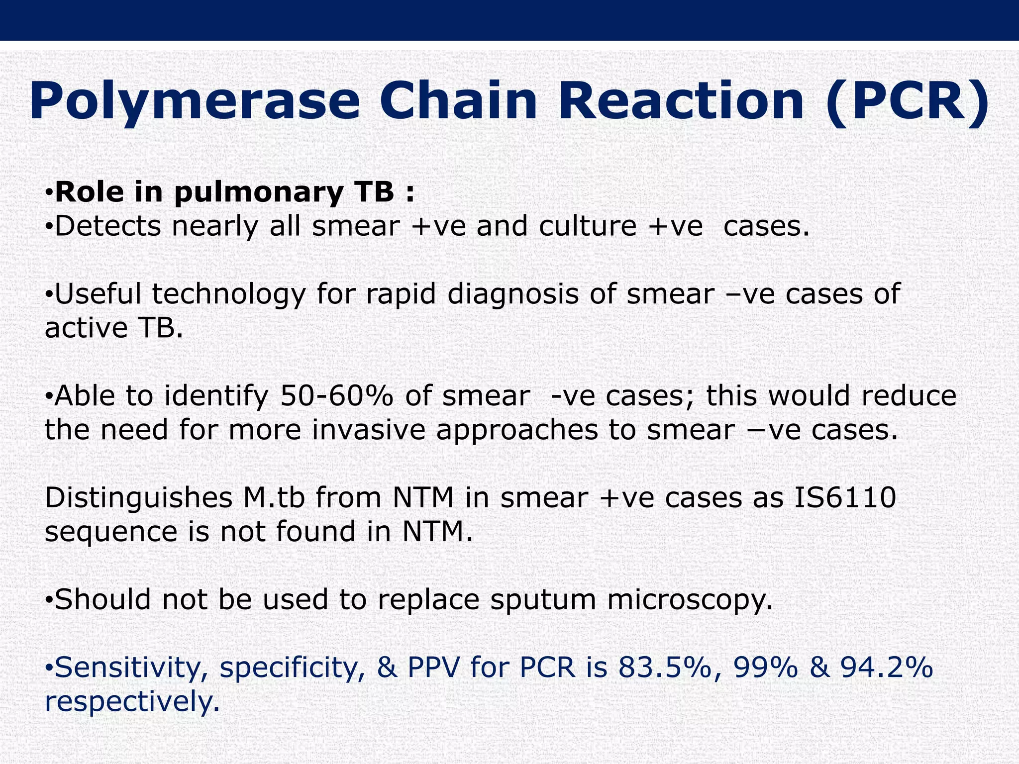Newer diagnostic methods for tuberculosis | PPTX