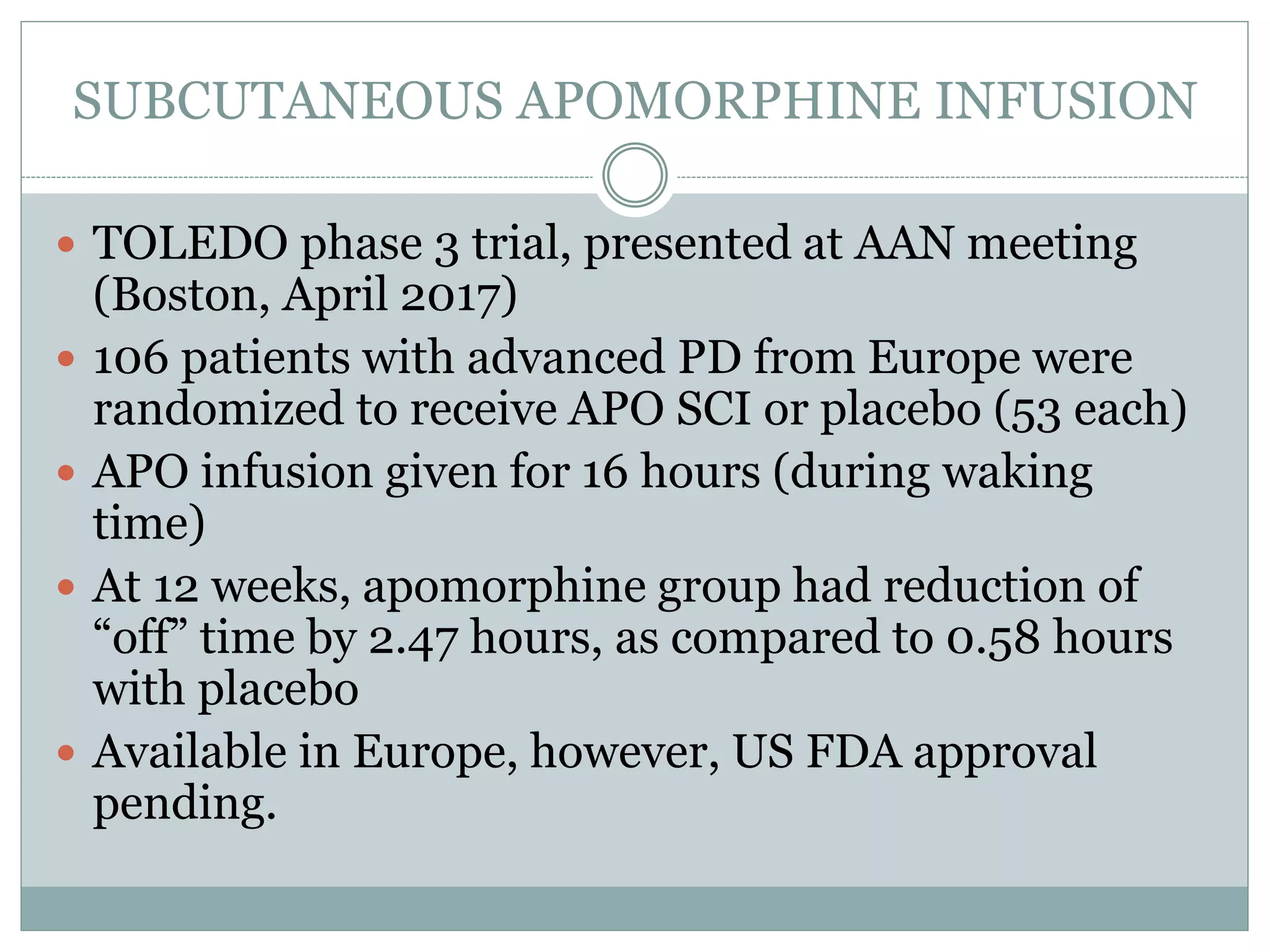 Newer drugs for the treatment of motor symptoms of Parkinson's Disease ...