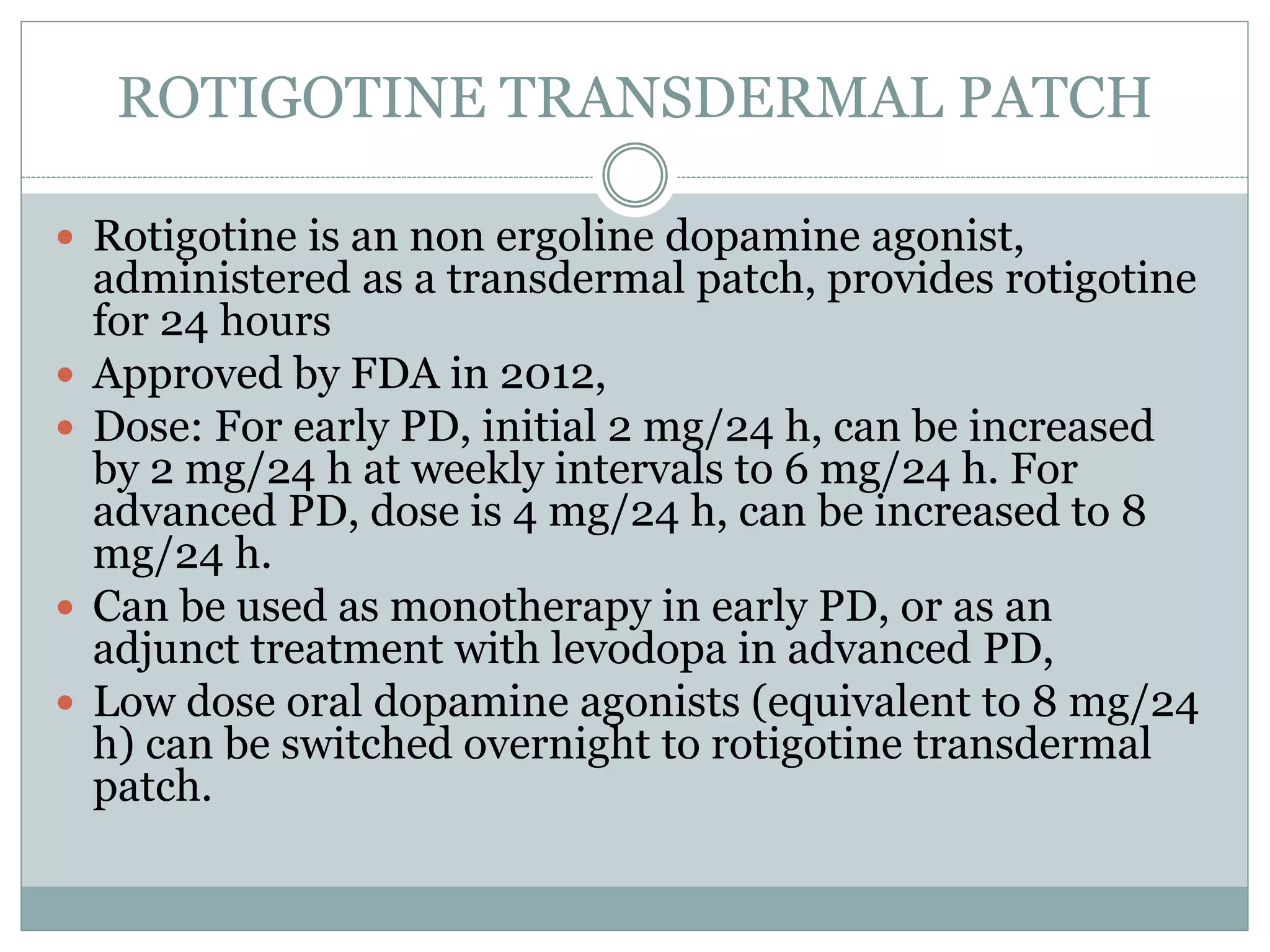 Newer drugs for the treatment of motor symptoms of Parkinson's Disease ...