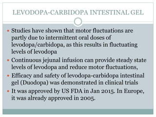 Newer drugs for the treatment of motor symptoms of Parkinson's Disease ...