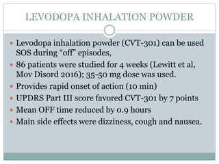 Newer drugs for the treatment of motor symptoms of Parkinson's Disease ...