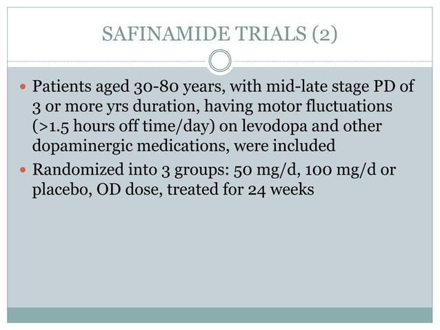 Newer drugs for the treatment of motor symptoms of Parkinson's Disease ...