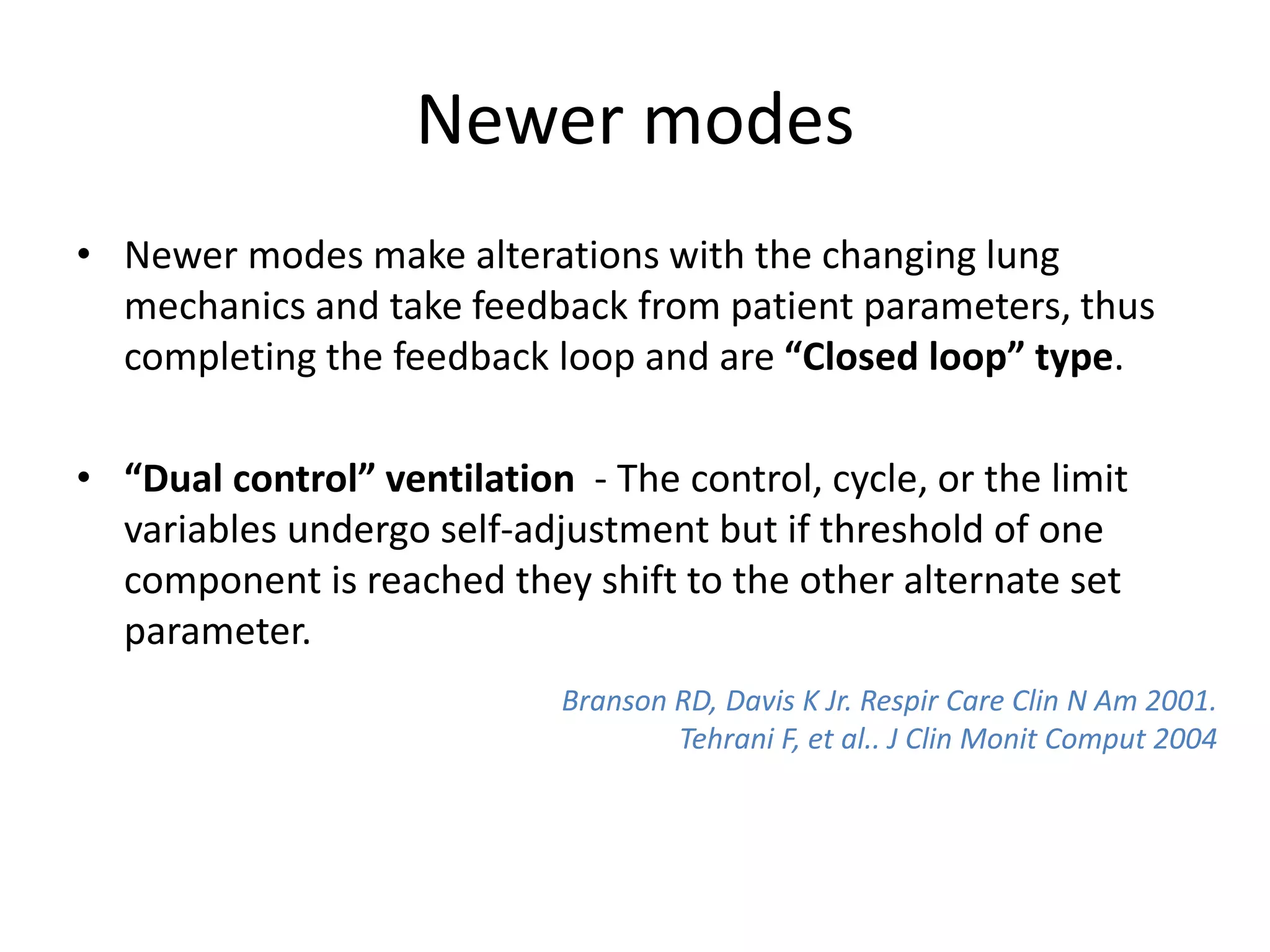 Newer modes of ventilation | PPTX