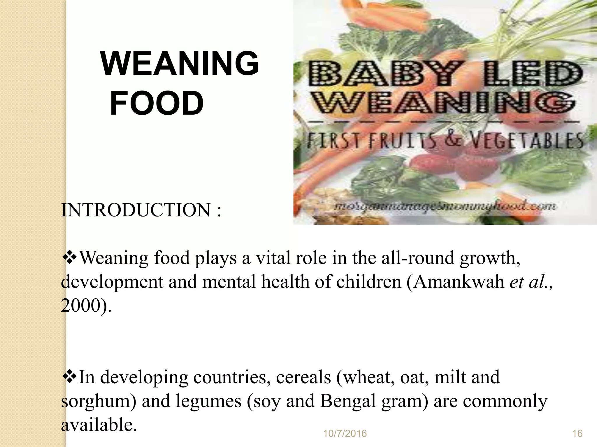 infant foods, weaning foods, malted foods, and malted milk foods | PPTX