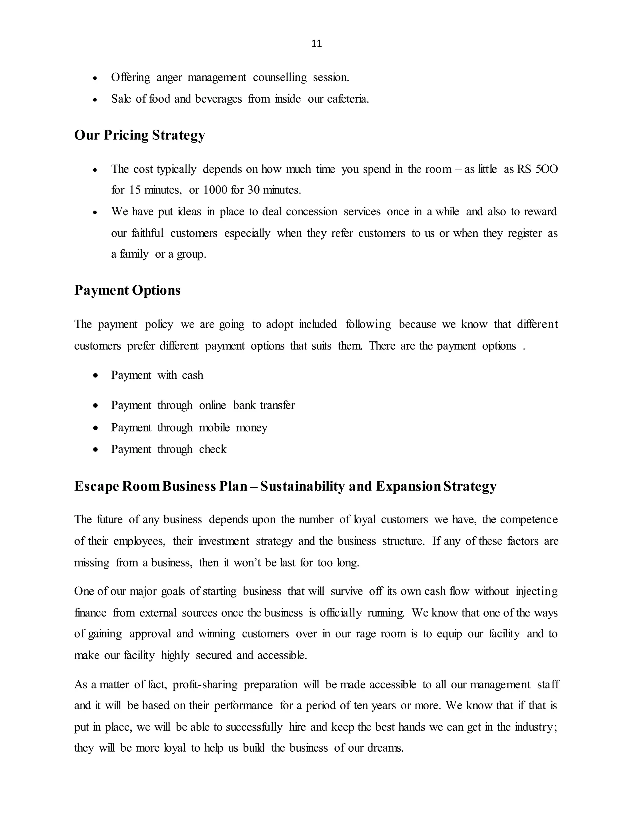 Escape room business plan | DOCX