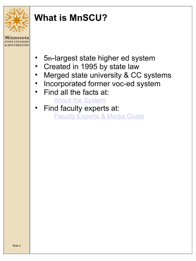 Welcome to MnSCU! New Faculty Orientation | PPT
