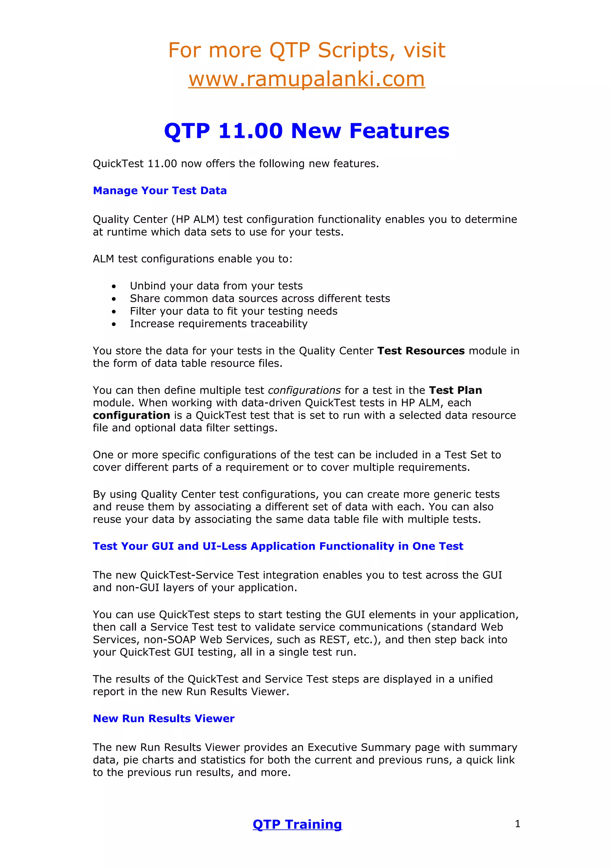 New features in qtp11 | PDF