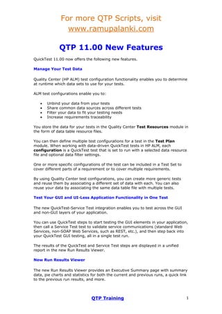 New features in qtp11 | DOC