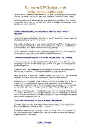 New features in qtp11 | DOC