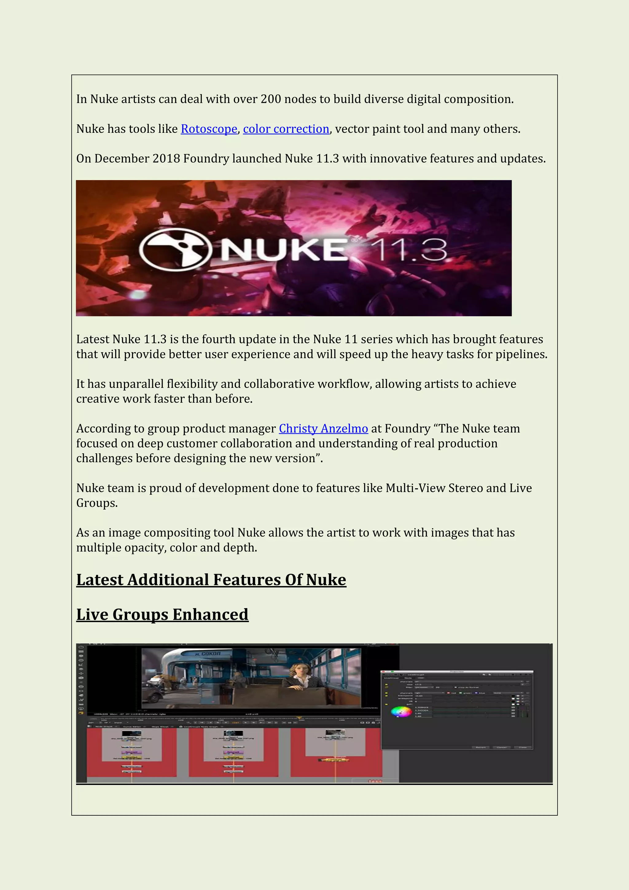 New Features Of Nuke Launched By Foundry | PDF