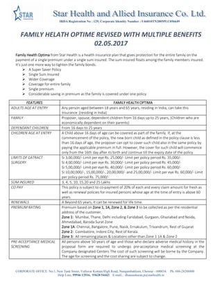 Star Heatlh Insurance Revised FHO Policy | PDF