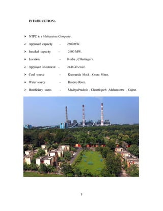 VOCATIONAL TRAINING REPORT ON NTPC KORBA | DOCX