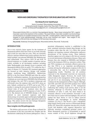 New And Emerging Therapies For Rheumatoid Arthritis | PDF