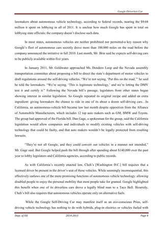 Google's Driverless Car report | PDF