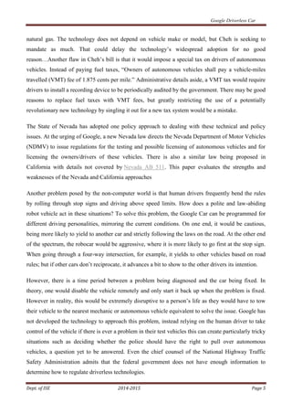 Google's Driverless Car report | PDF
