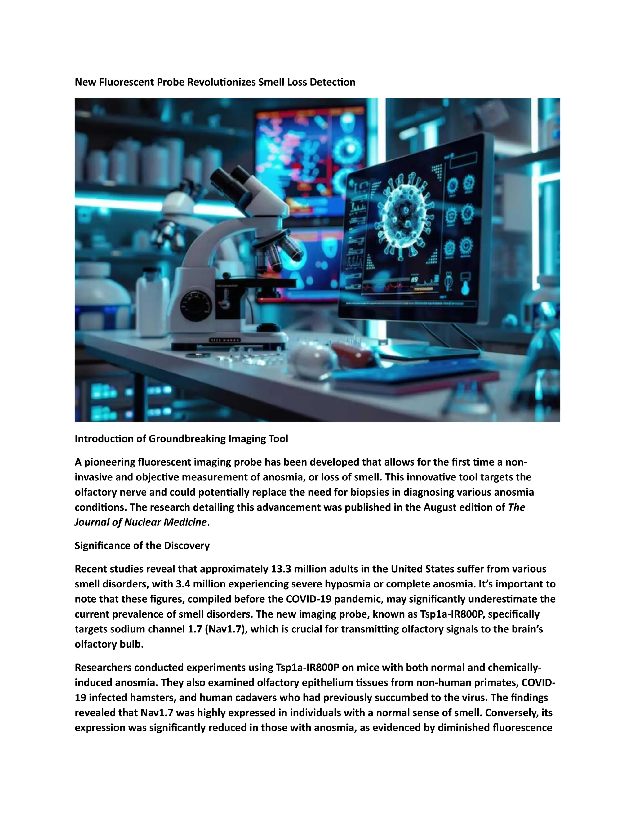 Fluorescent Imaging Probe Revolutionizes Anosmia Diagnosis | The ...