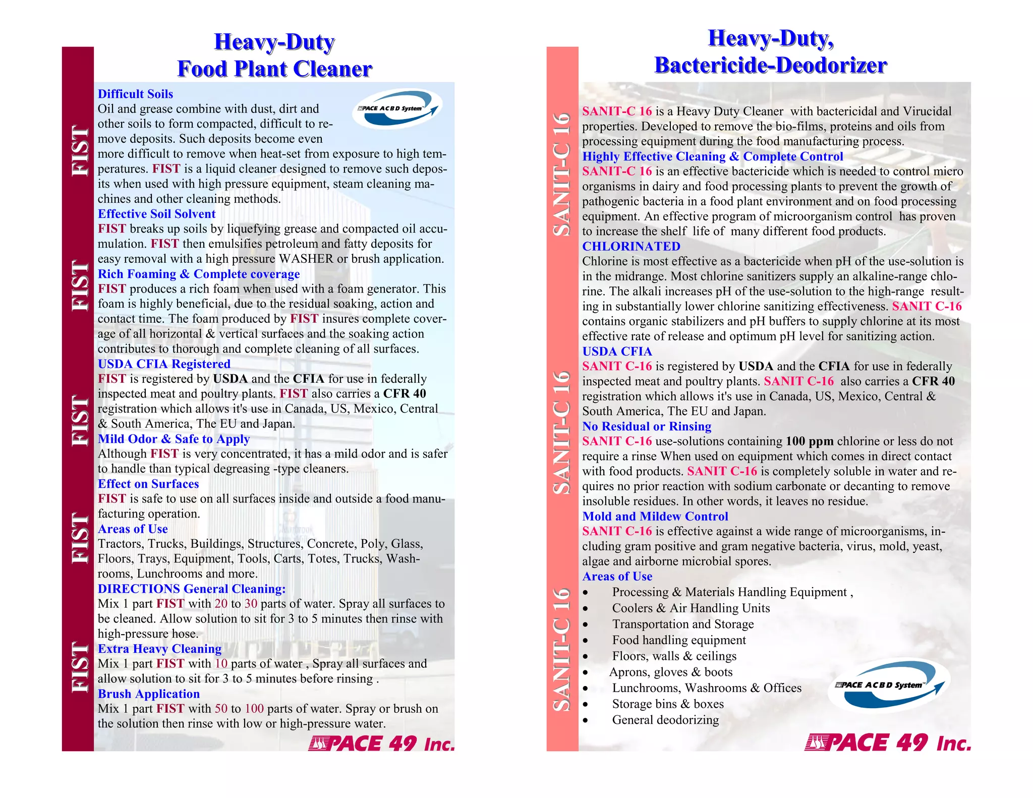 PACE FOOD MANUFACTURING PRODUCTS | PDF