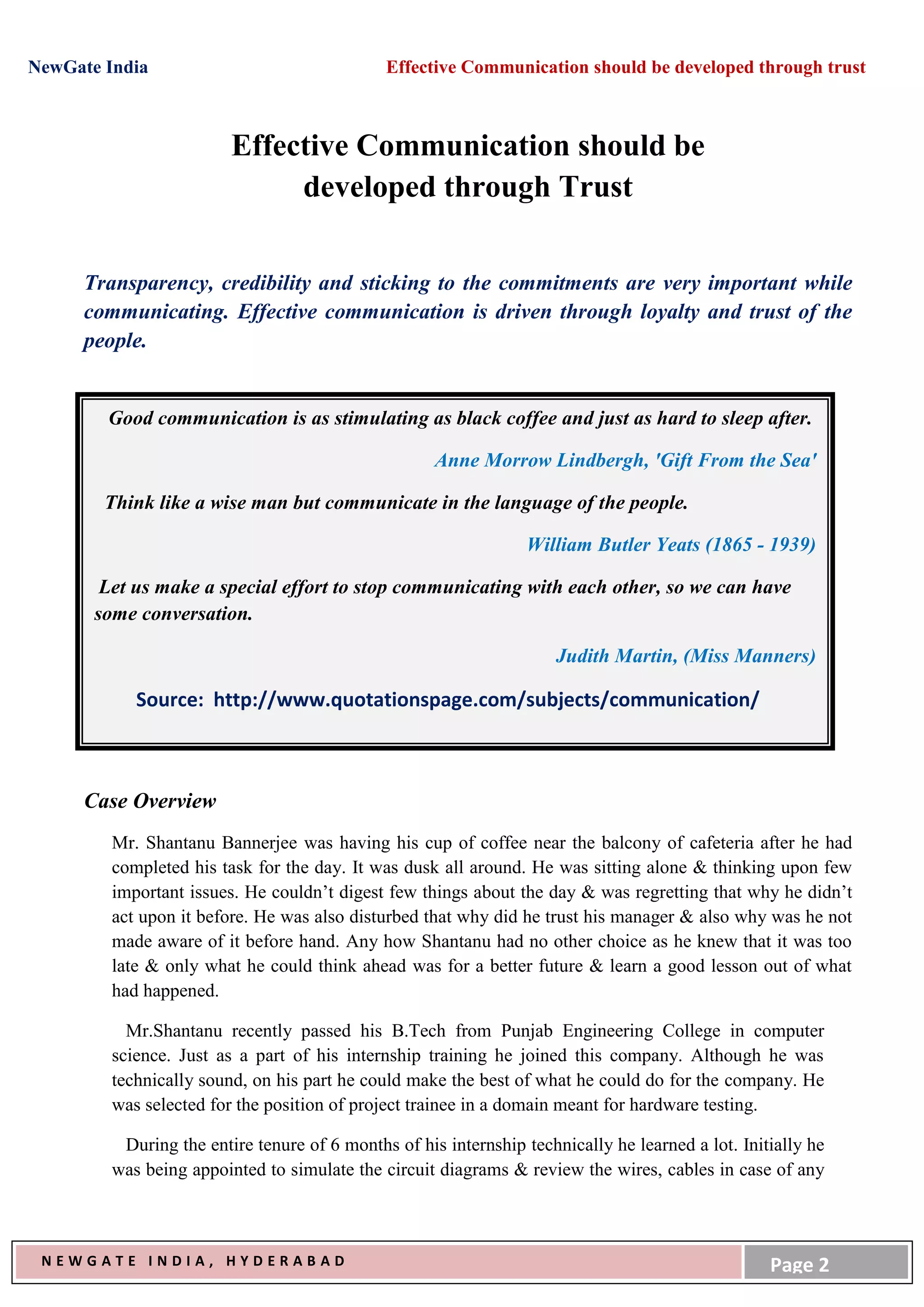 Case study on communications | PDF