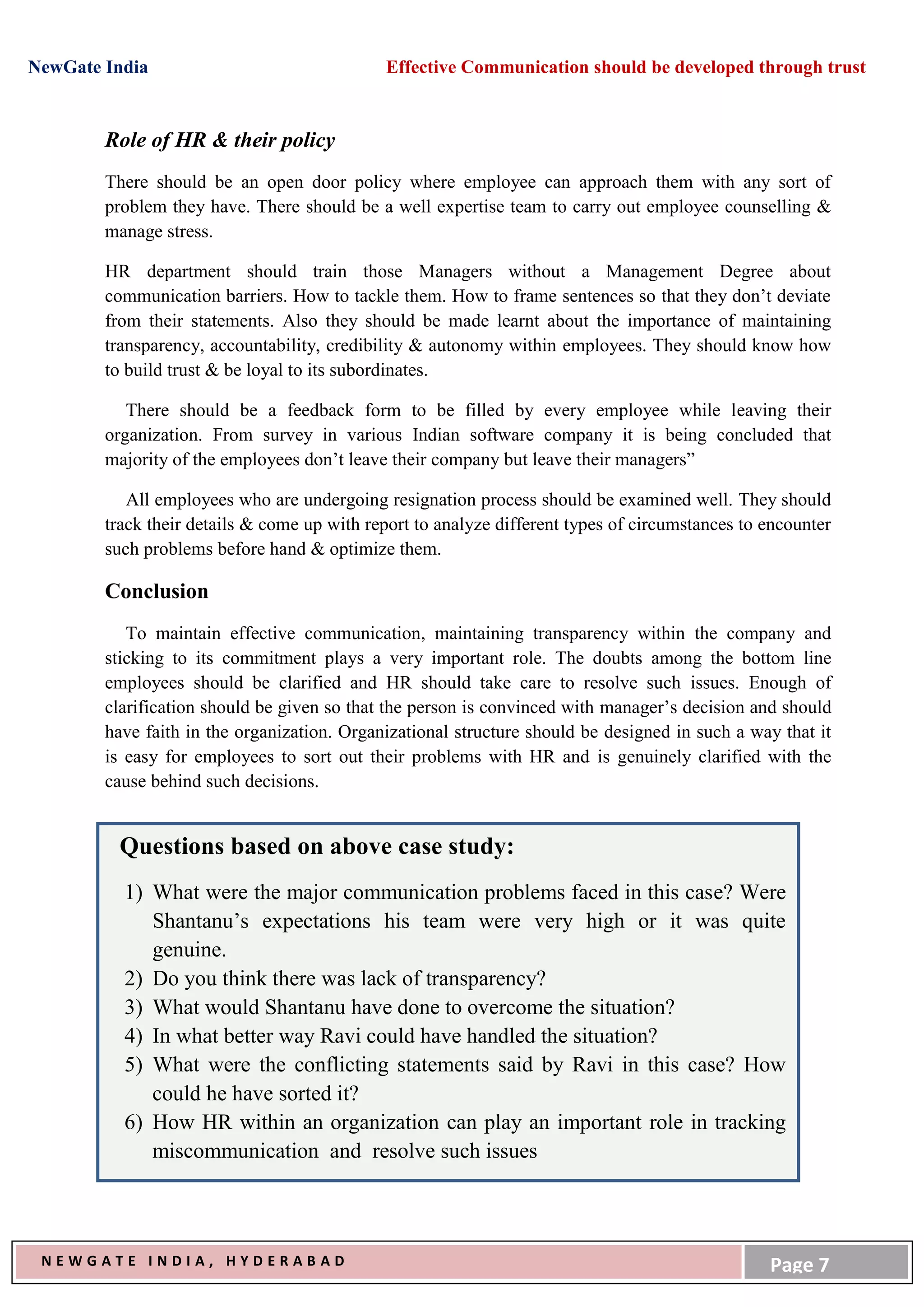 Case study on communications | PDF