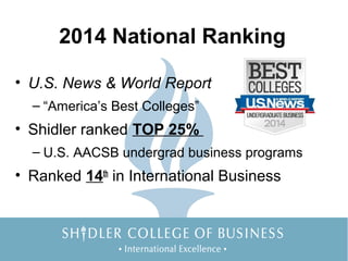 Shidler College of Business Undergraduate Program | PPT