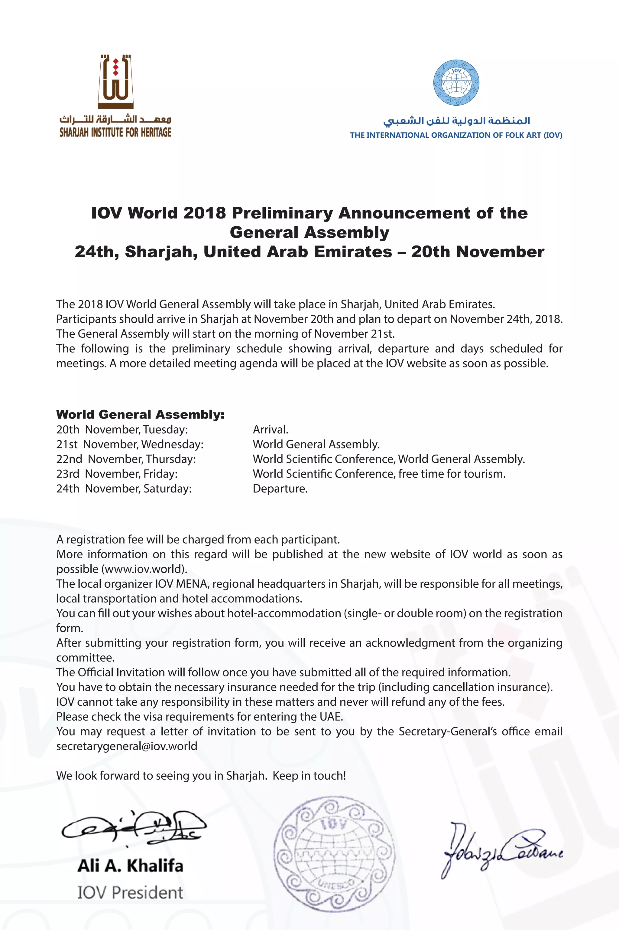 New general assembly announcement | PDF