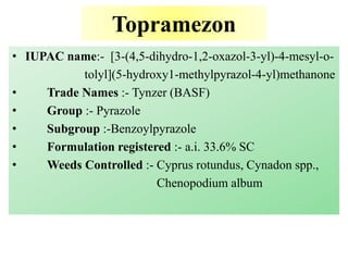 Recent Pre and Post emergence herbicides molecules for field crops with ...