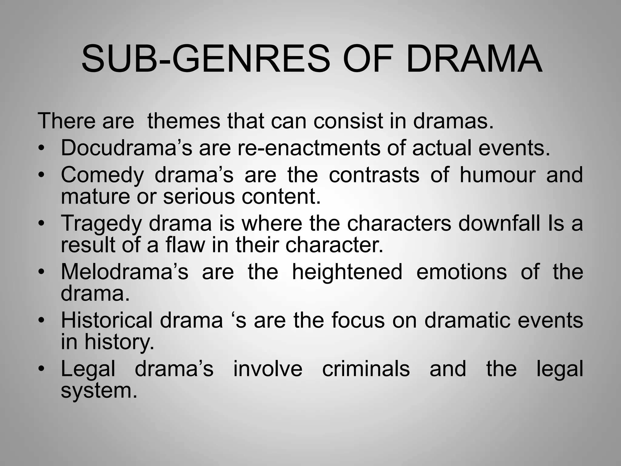 Genre Research for Drama's | PPTX